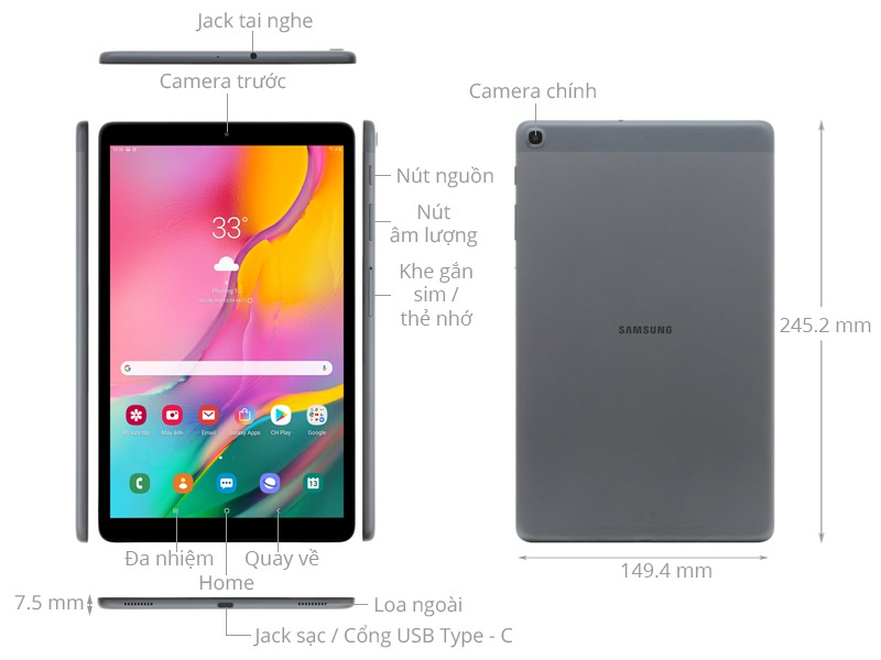 Đánh giá chi tiết máy tính bảng Samsung Galaxy Tab A 10.1 T515 | ViuViu